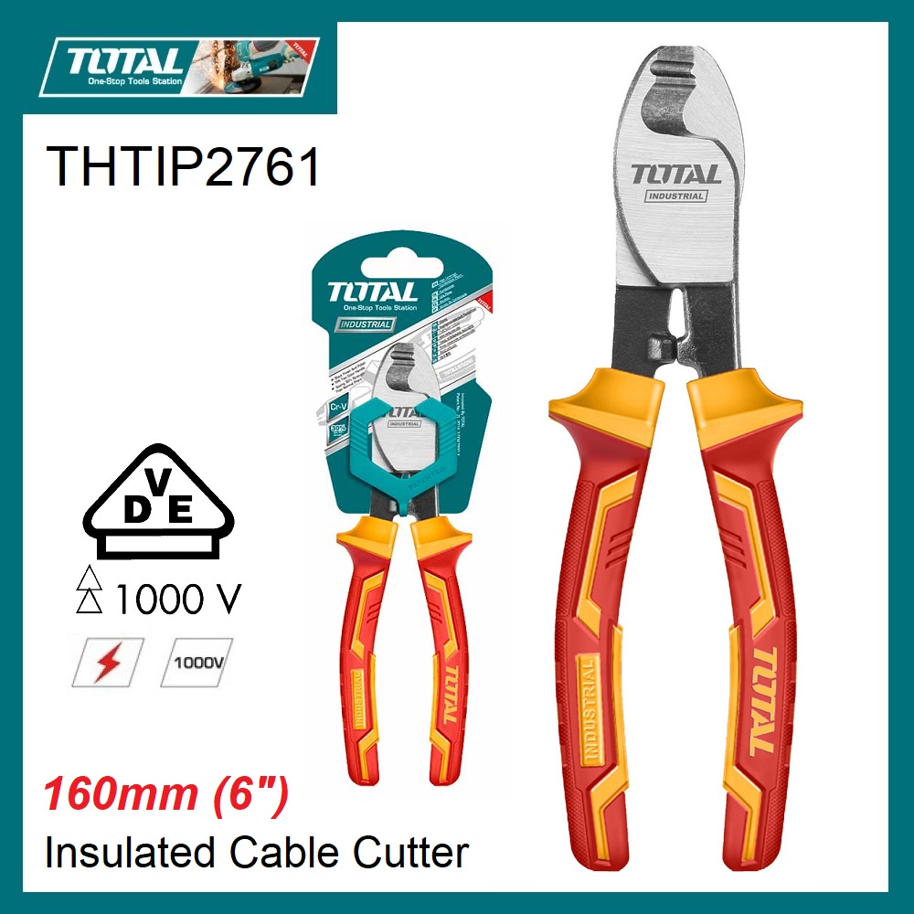 TOTAL 6" Insulated Cable Cutter THTIP2761 1000v VDE Cable Cutter ...