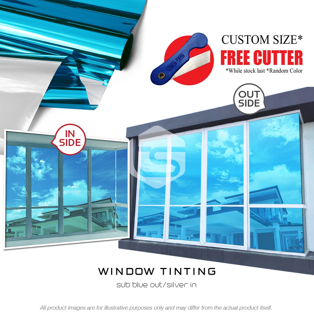 Light Blue Outside Silver Inside (K) Reflective Tinted Film/Building ...