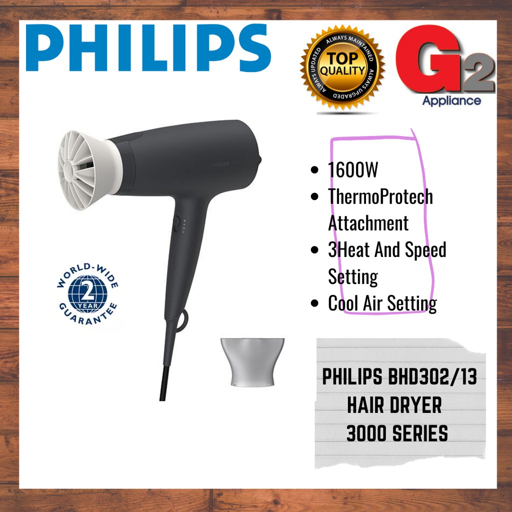 Philips BHD302/13 Hair Dryer 3000 Series - Philips Malaysia Warranty | Shopee Malaysia