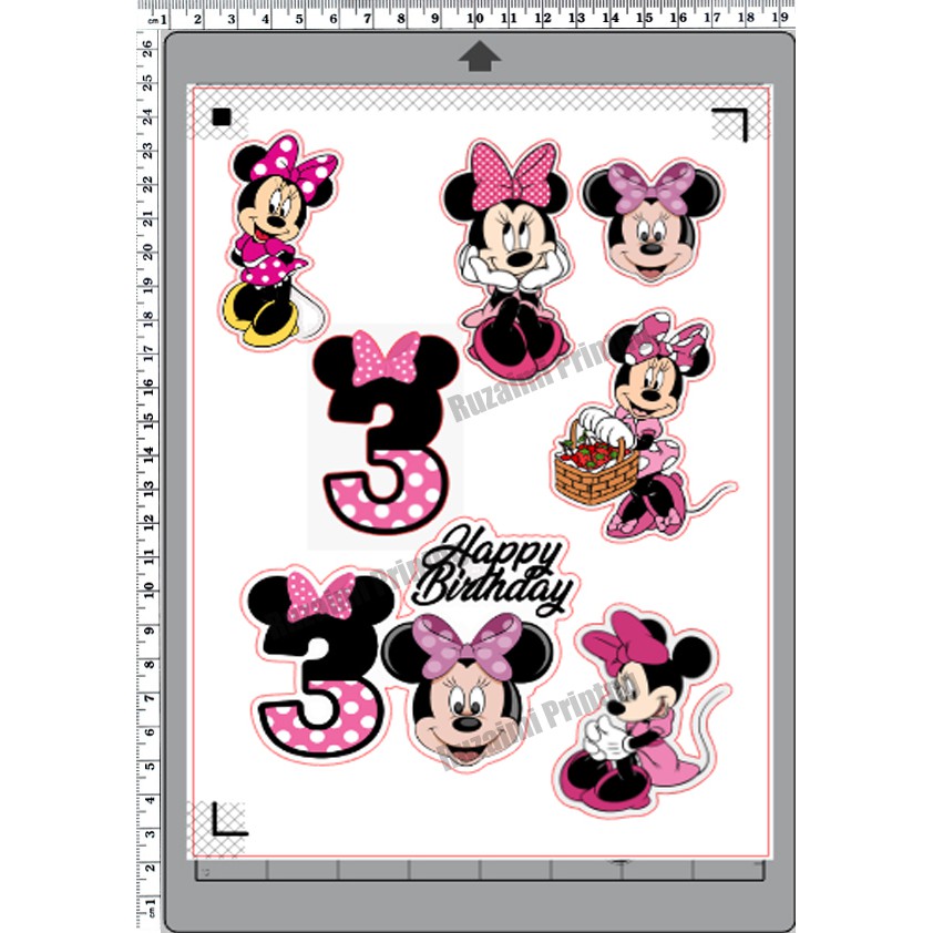 Minnie Mouse Cake Topper ( turn 3 ) 003 | Shopee Malaysia