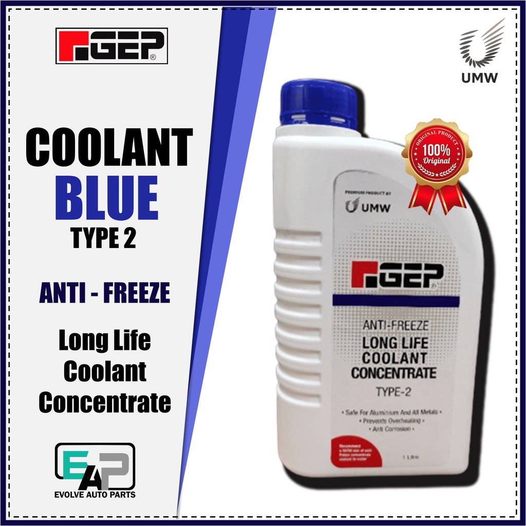 UMW GEP Coolant Blue 1Liter Anti-Freeze Long Life Coolant Concentrate Type 2 | Shopee Malaysia