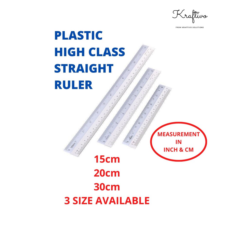 PLASTIC STRAIGHT RULER 15CM / 20CM / 30CM / PEMBARIS PLASTIK /PVC STUDENT RULER / HIGH CLASS ...