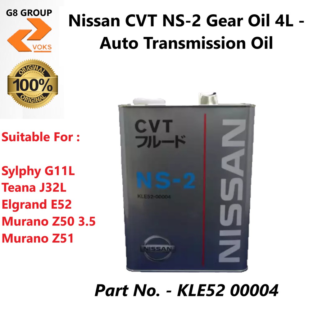 Nissan Auto Transmittion Oil CVT NS-2 Gear Oil 4L (KLE52 00004 ...