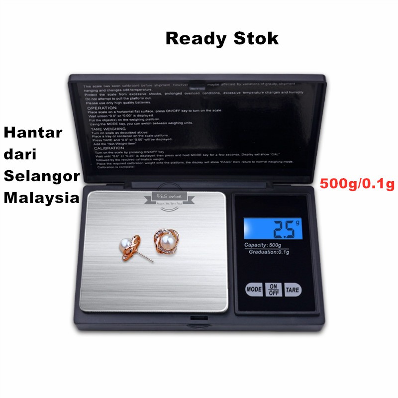 500g/0.1g Penimbang Emas Mini Scale Timbang Digital Pocket Scale ...