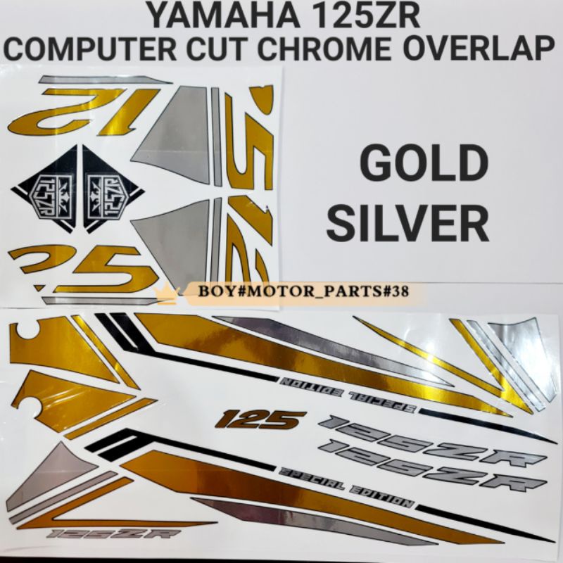 YAMAHA 125ZR 125Z COMPUTER CUT 3D CHROME OVERLAP BODY STICKER ( READY ...
