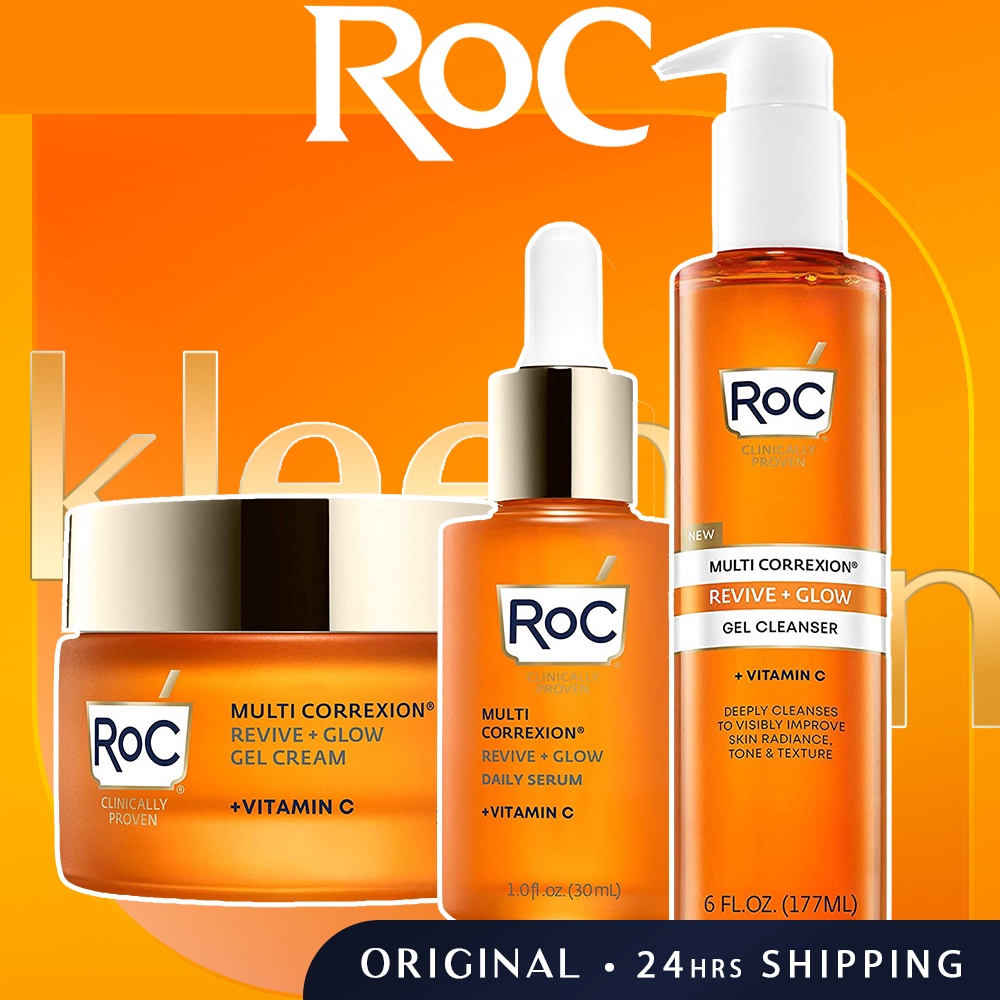 RoC Multi Correxion Revive + Glow Gel Cleanser 177ml / Gel Cream 48g ...