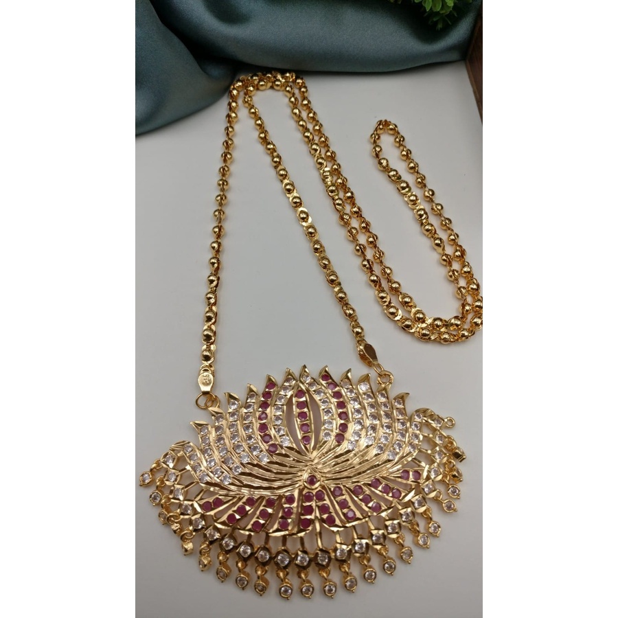 Indian-Big-lotus-paruppu-chain-30inch-gold-plated[not-916] | Shopee ...