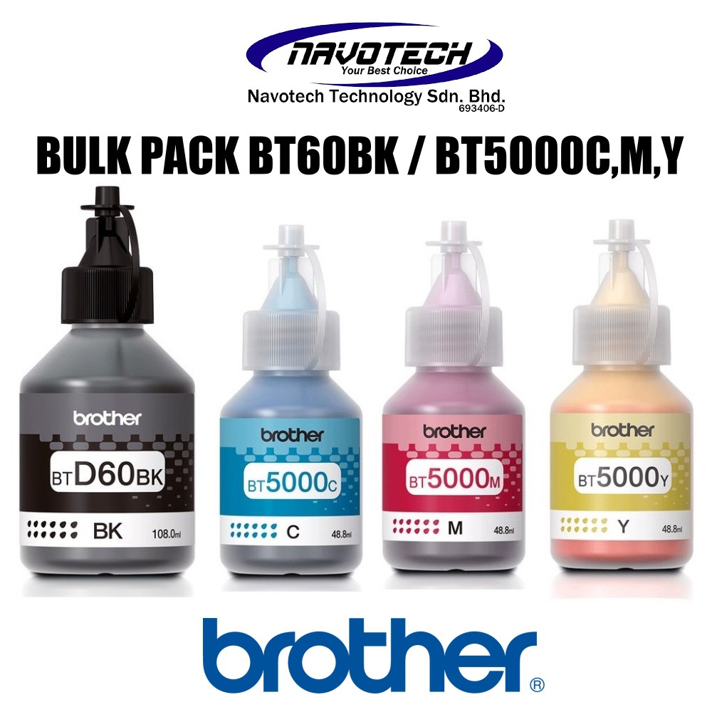 Brother No Box BTD60BK + BT5000 BKCMY Refill Ink Bottle For DCP-T310 ...