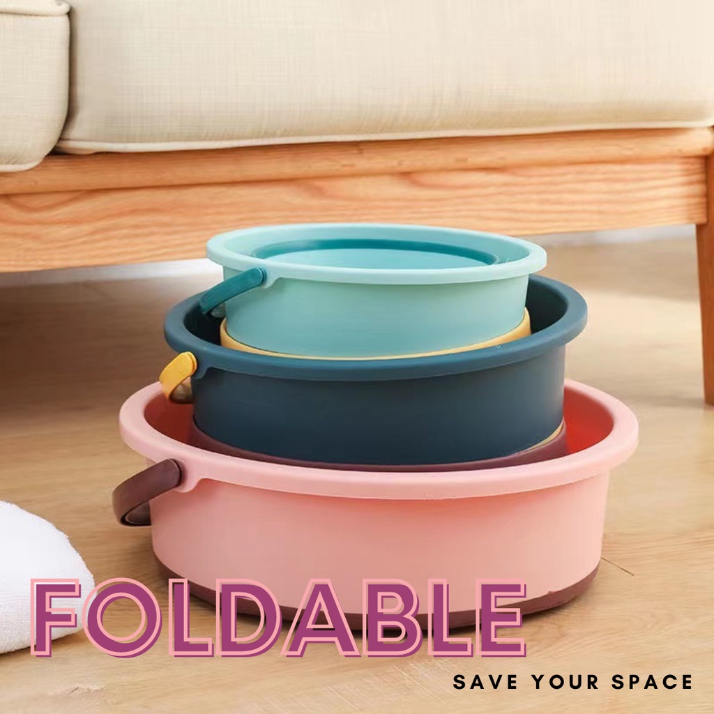 Foldable Collapsible Portable Water Bucket with Handle [Baldi Lipat ...