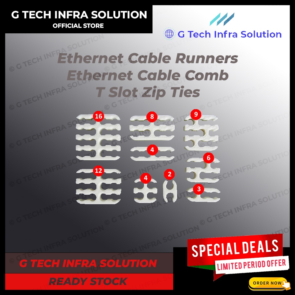 Ethernet Cable Runners / Ethernet Cable Comb T Slot Zip Ties for server ...