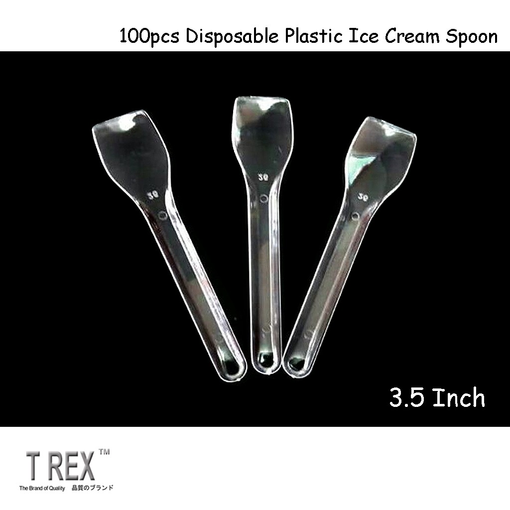 100pcs Disposable Plastic Ice Cream Spoon / Mini Spoon / Plastic ...