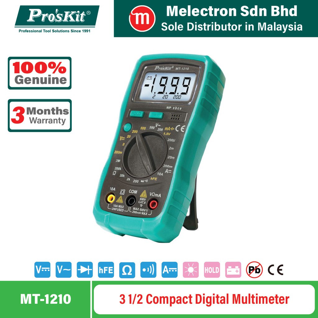 Pro'sKit MT-1210 3½ Compact Digital Multimeter | Shopee Malaysia