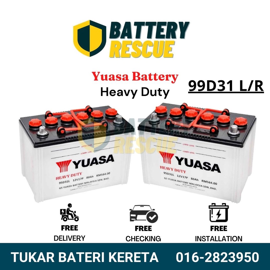 YUASA 95D31R / 95D31L (Conventional) Heavy Duty - 17 Plates - Car ...