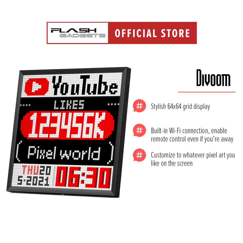 Divoom Pixoo 64 Customisable Pixel Art Cloud Display Multi Functional ...