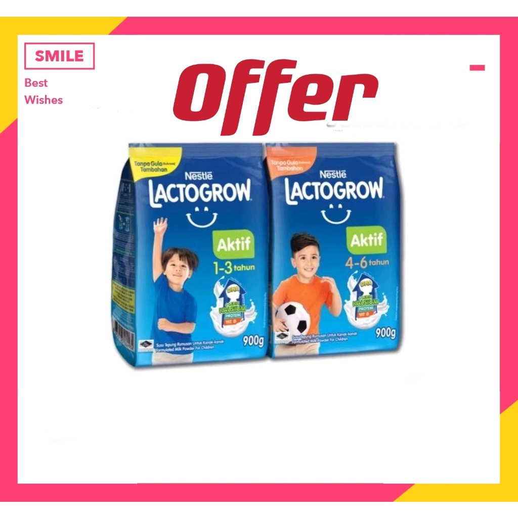 Lactogrow Aktif 1-3/4-6 years (900g) NEW PACKAGING of lactokid(EXP 6/ ...