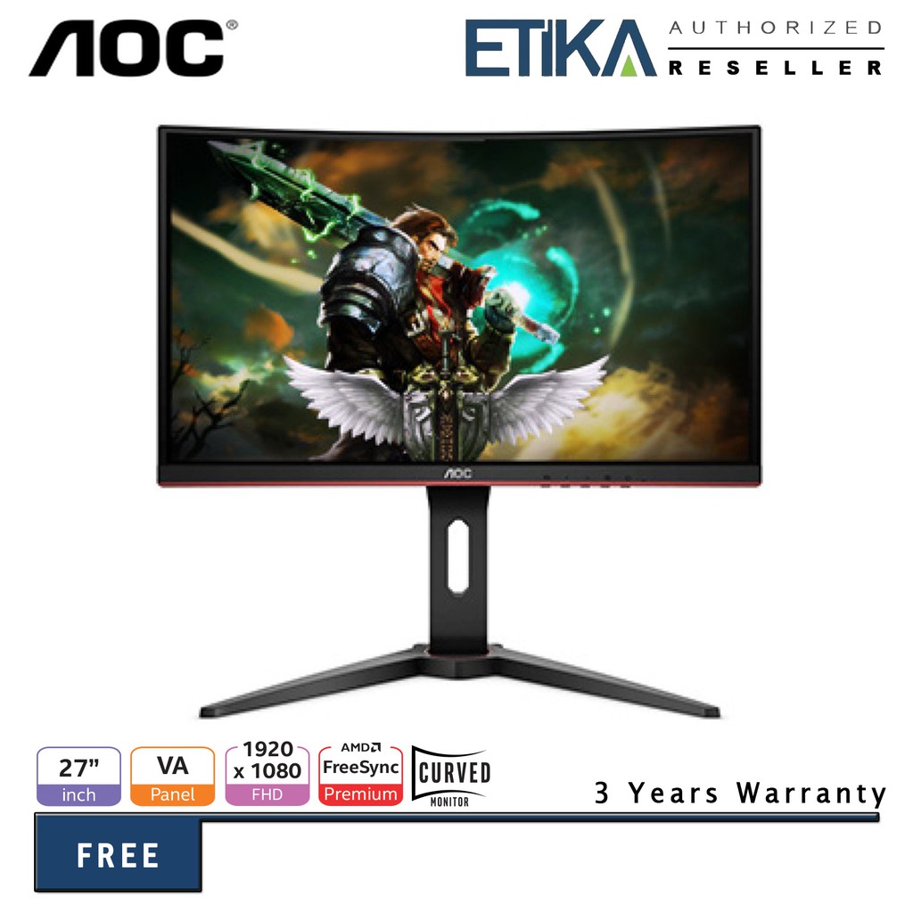 Aoc c27g1 27" va fhd 144hz 1ms freesync premium curved 1700r gaming ...