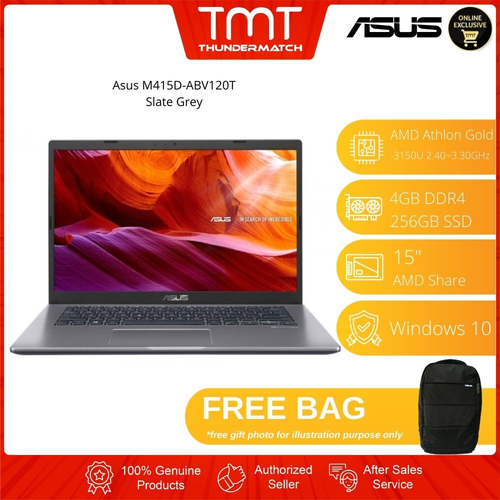 Asus Laptop M415D-ABV120T Slate Grey | AMD Athlon Gold 3150U | 4GB RAM ...
