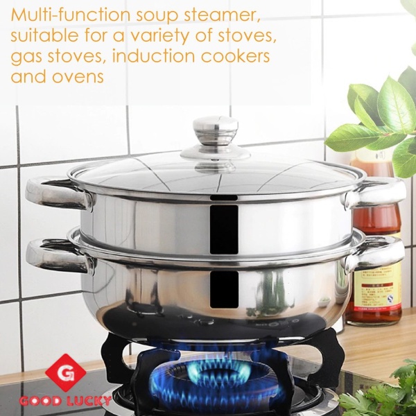 GL_Pengukus Steamer Cookware Pot Periuk Kukus Steam Pot 2 Layer High ...