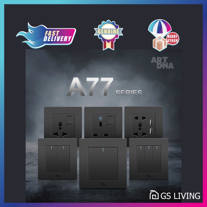 GS LIVING ART DNA A77 Matt Black Series Switches & Sockets | Shopee ...