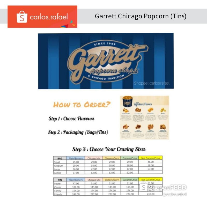 [Halal] Garrett Chicago Popcorn (Tins) - Brownie/Chicago/CaramelCrisp ...
