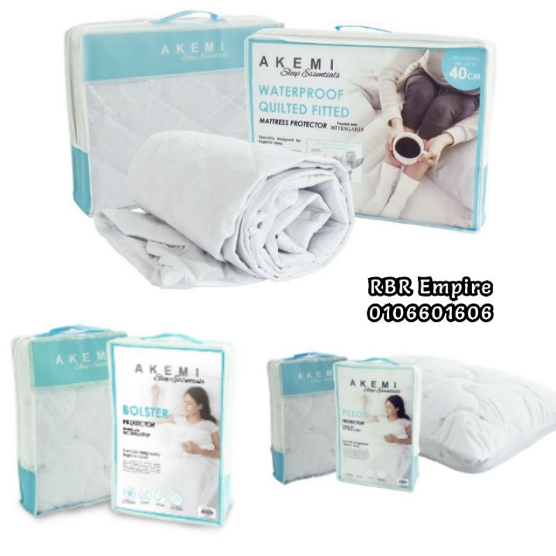 AKEMI Sleep Essentials Waterproof Quilted Fitted Mattress Protector - Queen/King/Super single ...