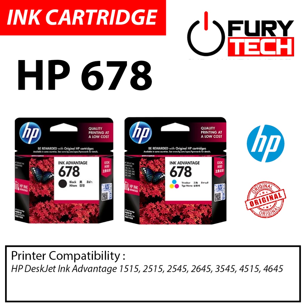 HP Original INK 678 Black/Colour | Shopee Malaysia