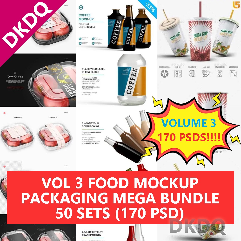 👾 Food Packaging Mockups Vol 3 ATHENA0321 Photoshop PSD Template Mockup ...