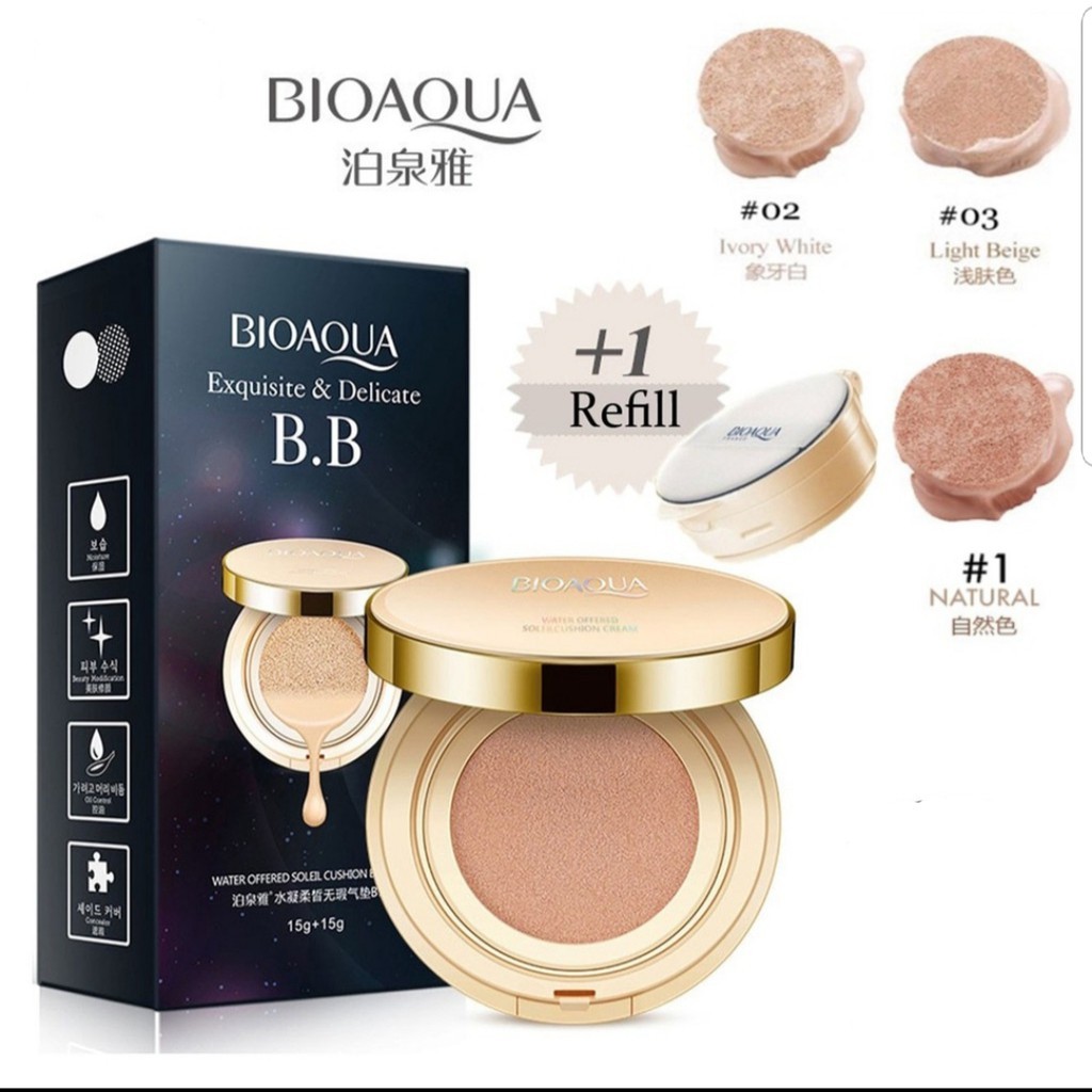 WT- Bioaqua BB cushion BB cream - 15g+15g (REFILL) | Shopee Malaysia