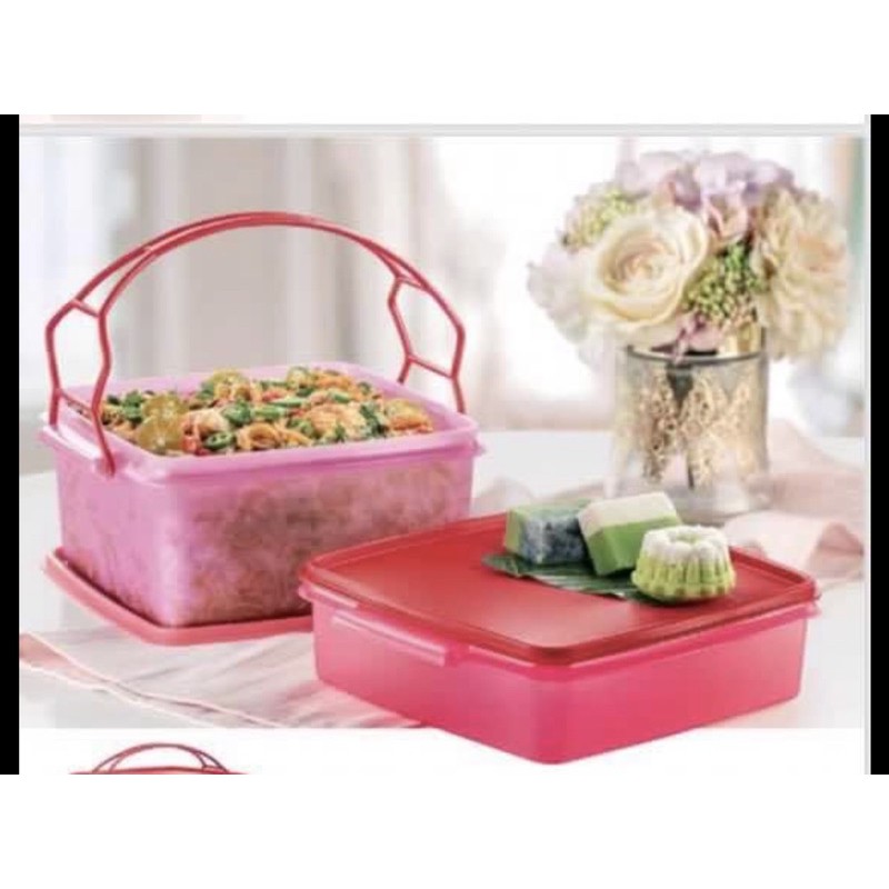 Tupperware Jumbo Goody Box Large with Cariolier (pink) | Shopee Malaysia
