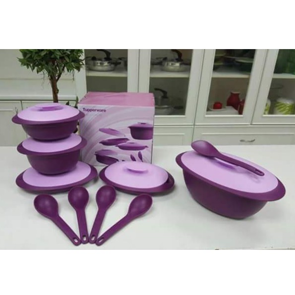 Tupperware Petit Lavender Set (5) with Bloosom Rice Server | Shopee ...