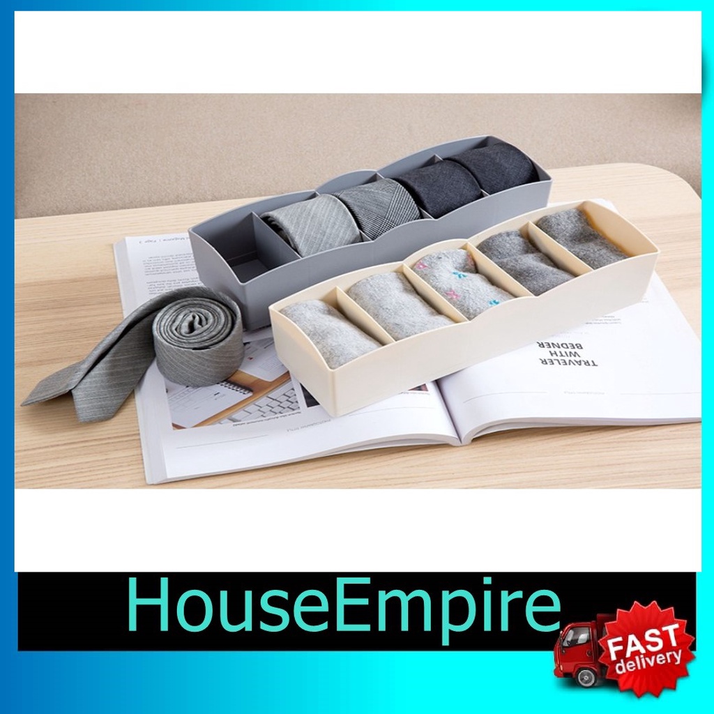 5 Grids Stocking Underwear Stokin Durable Storage Organizer Kotak ...