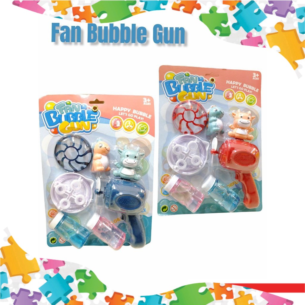 2in1 Bubble Blower & Fan - Cute Cartoon With Bubble Liquid - Battery ...