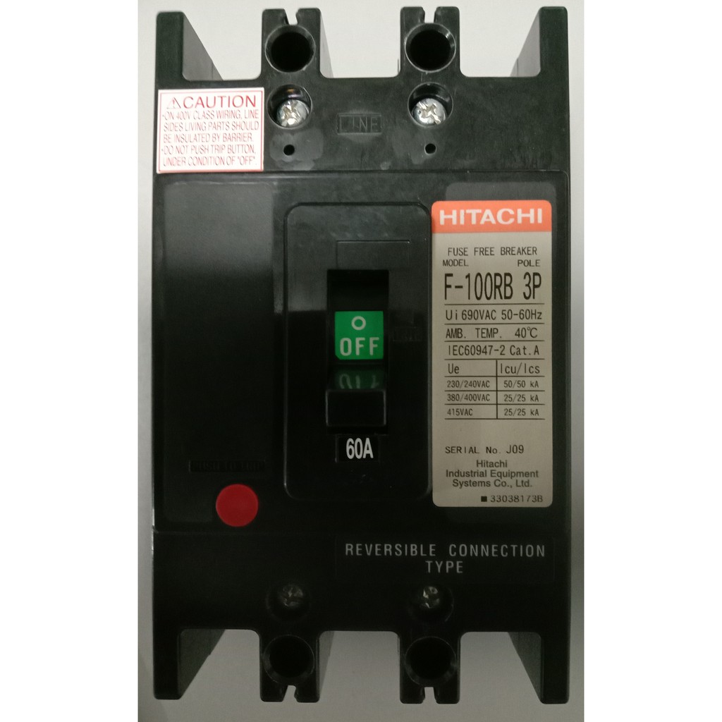 [Ready Stock] HITACHI 60A 3POLE 10KA Fuse Free Breaker MODEL F-100RB ...