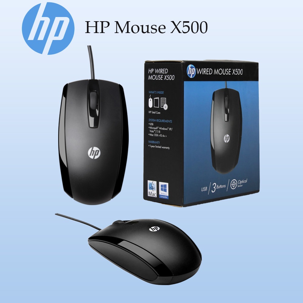 HP X500 Optical Wired USB Mouse Black 3 Buttons USB Mice. | Shopee Malaysia