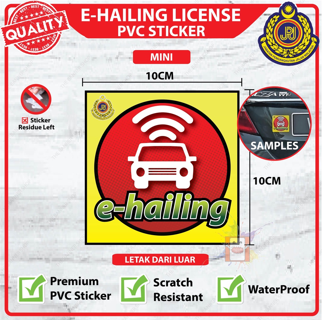 E-hailing Car Sticker, E-hailing Sticker, Windscreen E-hailing Sticker ...