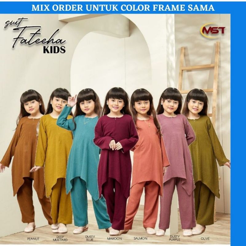Mst SUIT Fateeha Ibu & Anak |Jubah Seluar |Olive|Salmon|Mustard|Dusty ...