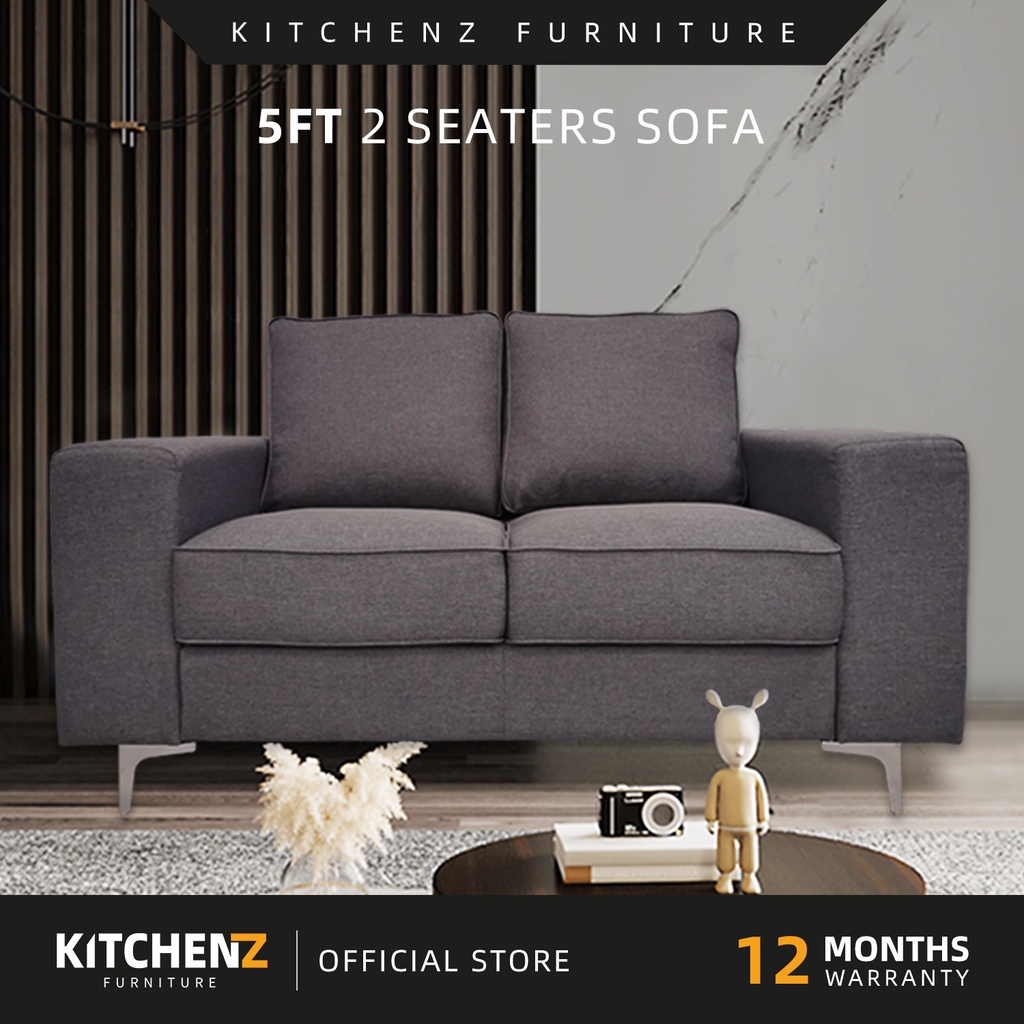 KitchenZ Sabah 2 Seater Sofa Set Sofa Ruang Tamu Linen Fabric Sofa ...