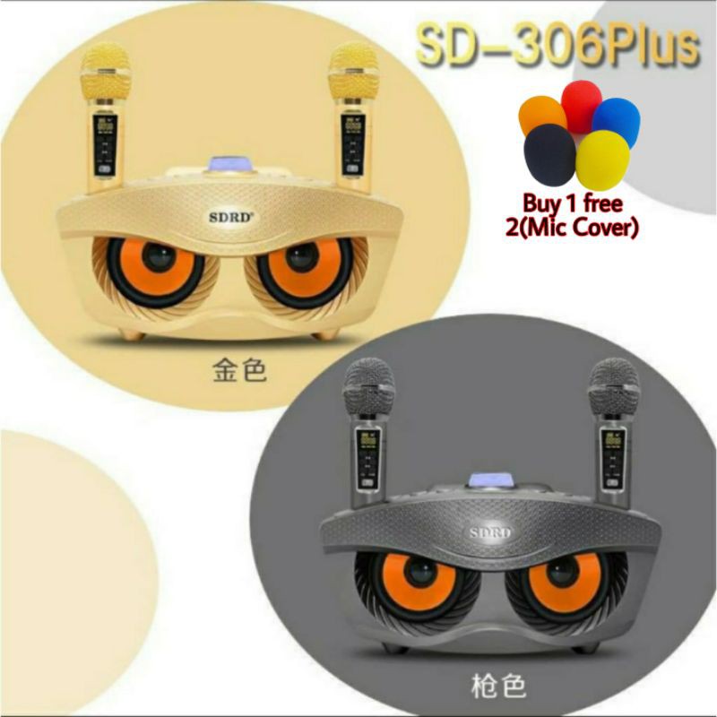 [Ready Stock] Hot SDRD SD-306plus & 306 Wireless Bluetooth Dual Microphone Karaoke Portable 3D ...