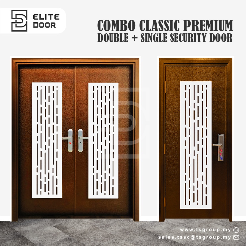 ELITEDOOR Lowest Combo Price Classic Premium Security Door (Double Door + Single) With 10 Locks ...