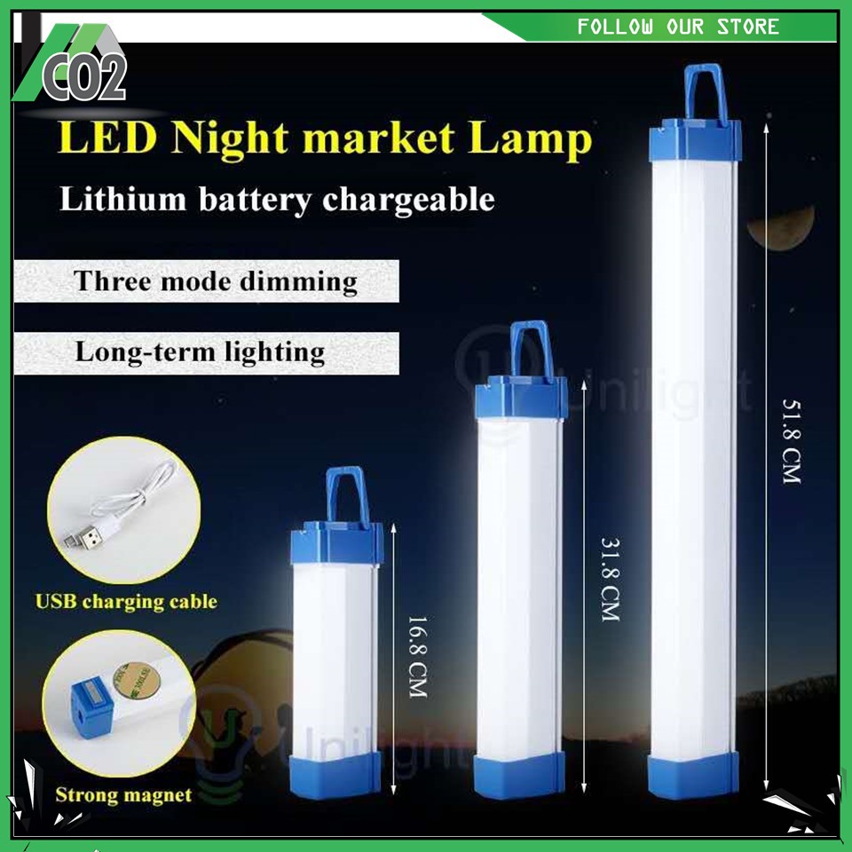 CO2 lampu LED 100/200/300W LED TUBE LIGHT T5 USB RECHARGEABLE Camping ...