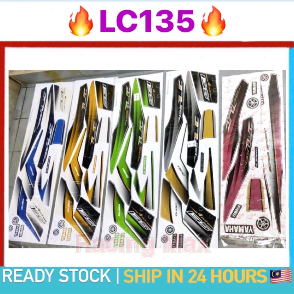 stiker body sticker stripe cover set yamaha lc135 lc 135 lc135 v1 (4) demak evo z COVERSET ...