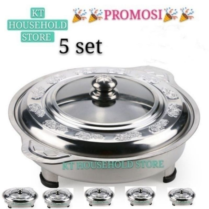 Bekas lauk stainless Steel tray kenduri catering 5 set 31cm embosser ...
