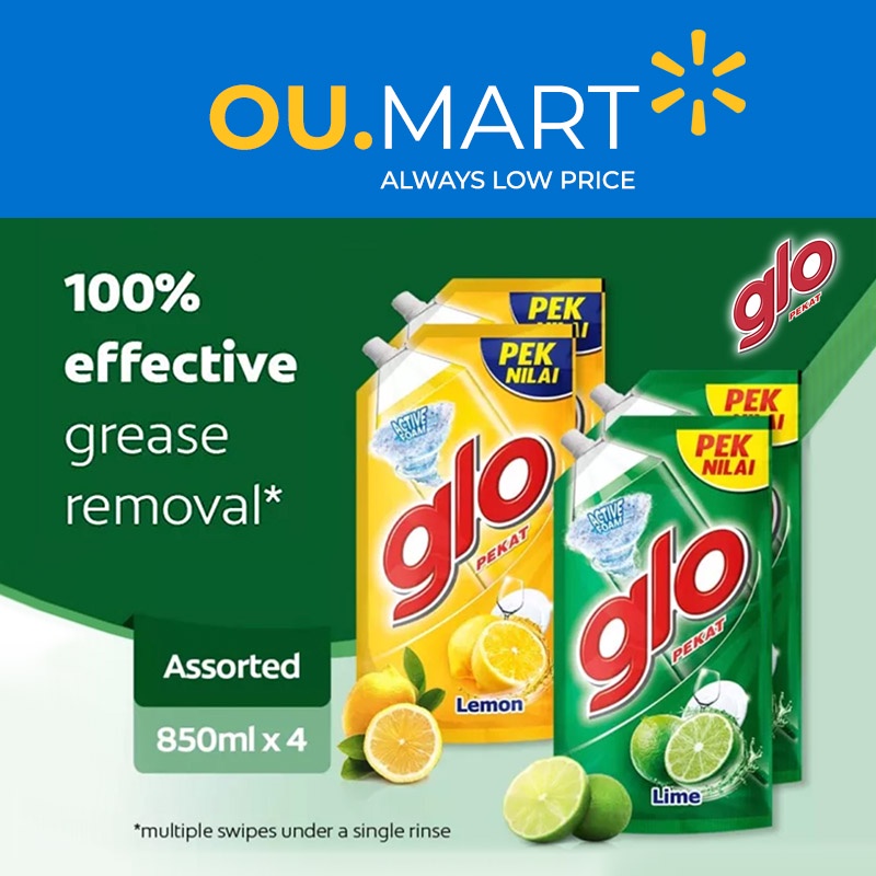 Glo Lime / Lemon Active Foam Dishwashing Liquid 850ml Refill Pack ...