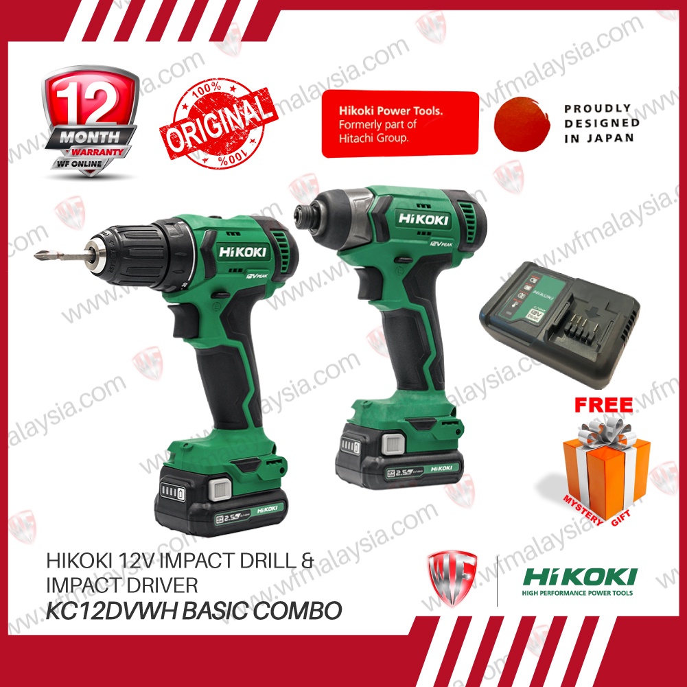 Hikoki 12V Peak KC12DVWH Combo Set c/w DV12DA Impact Drill , WH12DA ...