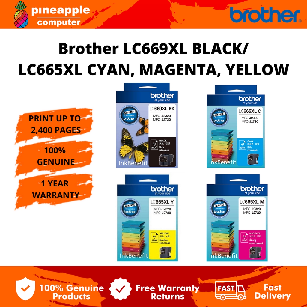 BROTHER LC-669XL BLACK, LC665XL (LC-665XL) CYAN, MAGENTA, YELLOW Original Ink Cartridge (For ...