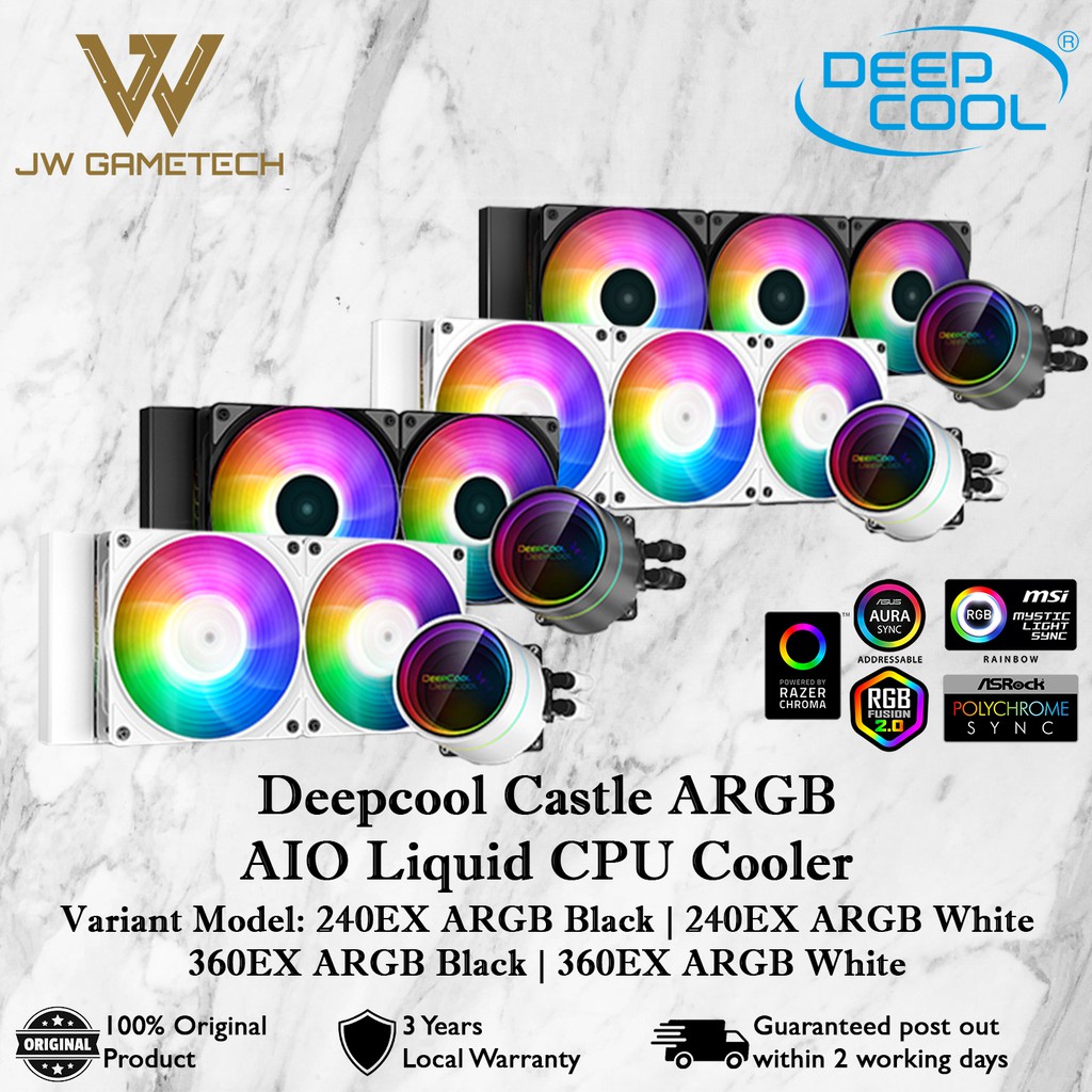 Deepcool Castle ARGB AIO Liquid Cooler - 240EX ARGB Black | 240EX ARGB ...