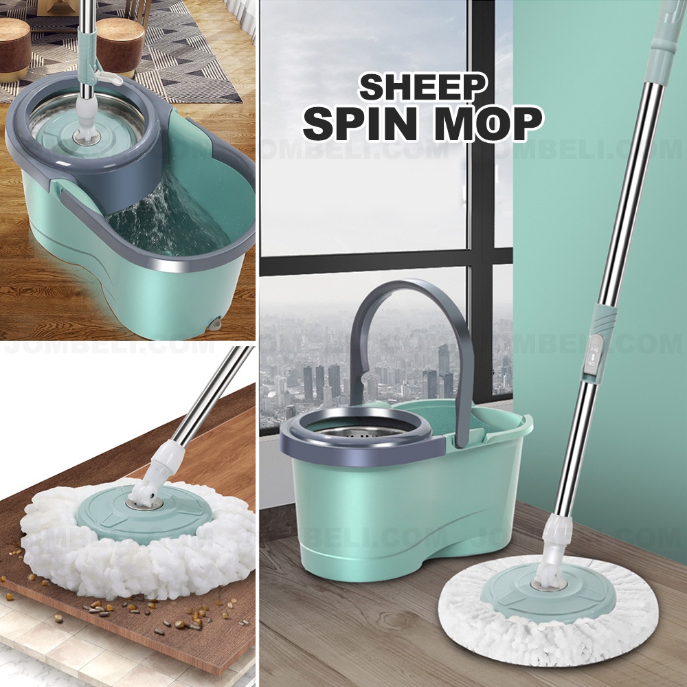 Microfiber 360 Rotation SHEEP SPIN MOP Mop Lantai Magic Floor Cleaning ...