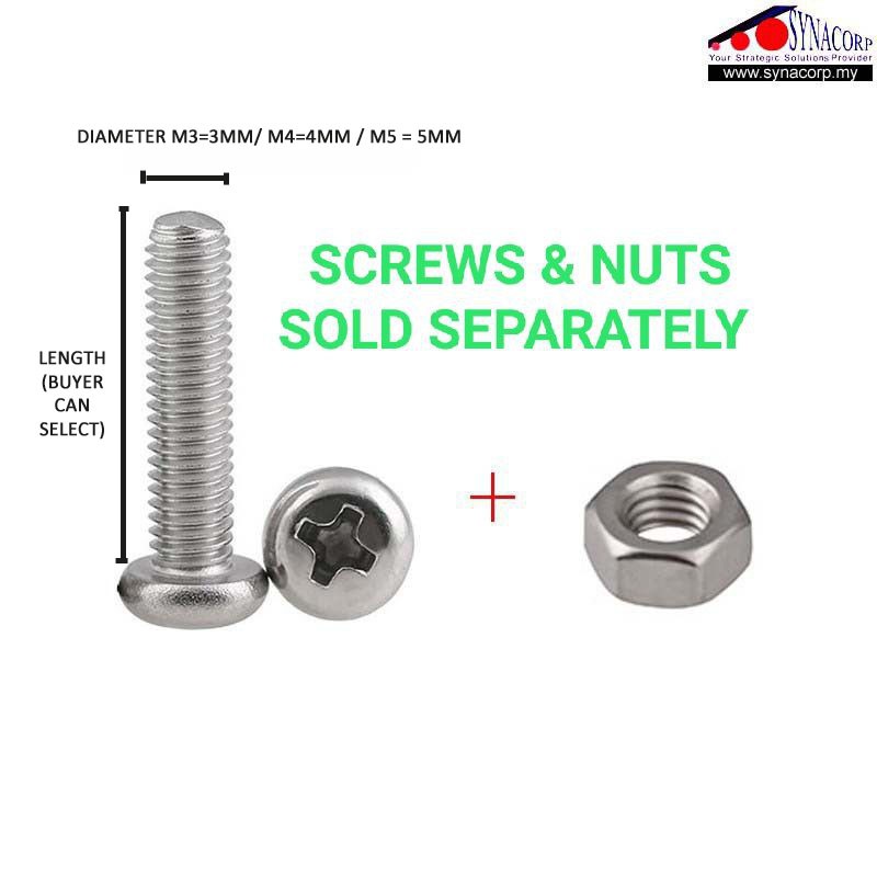10PCS M3 M4 M5 M6 Pan Head (+) Stainless Steel Screw Screws / Nuts ...