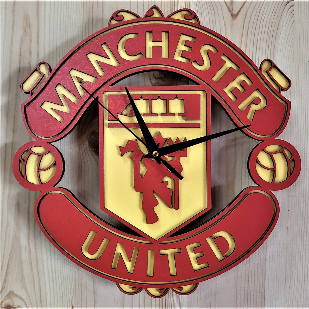 Wall Clock Wooden Clock Manchester United 30cm | Shopee Malaysia