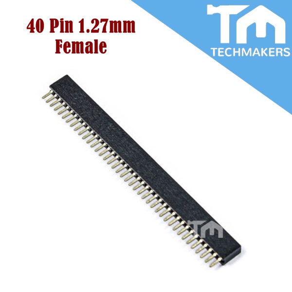 40-Pin Female Single Row Straight Pin Header Black Color (1.27mm ...